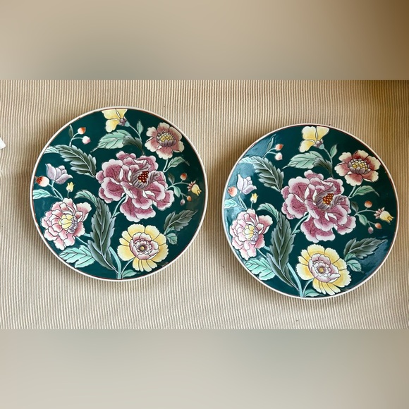 Accents | Vintage Macau Porcelain Hand Painted Floral Decorative Plates ...